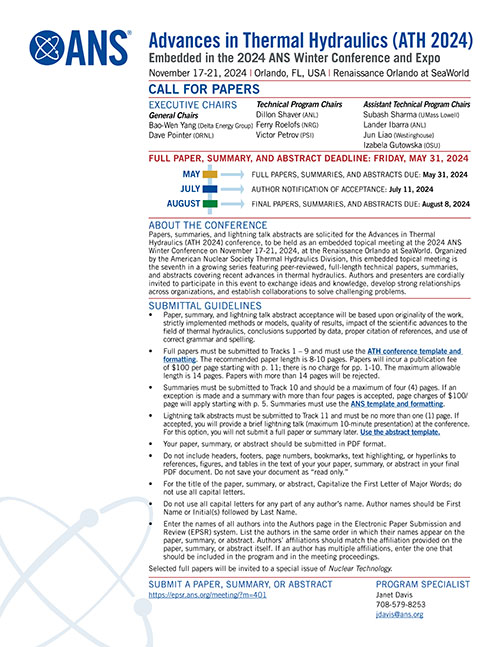 Advances in Thermal Hydraulics (ATH 2024) -- ANS / Meetings