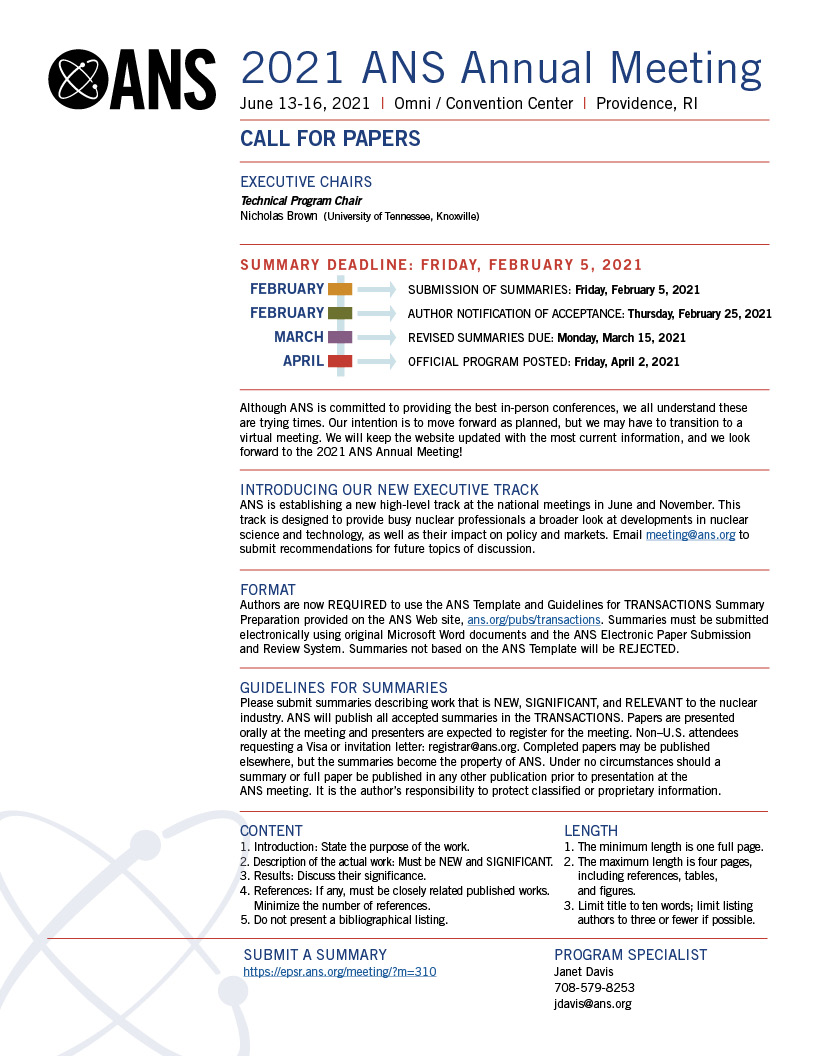 2021 ANS Annual Meeting -- ANS / Meetings