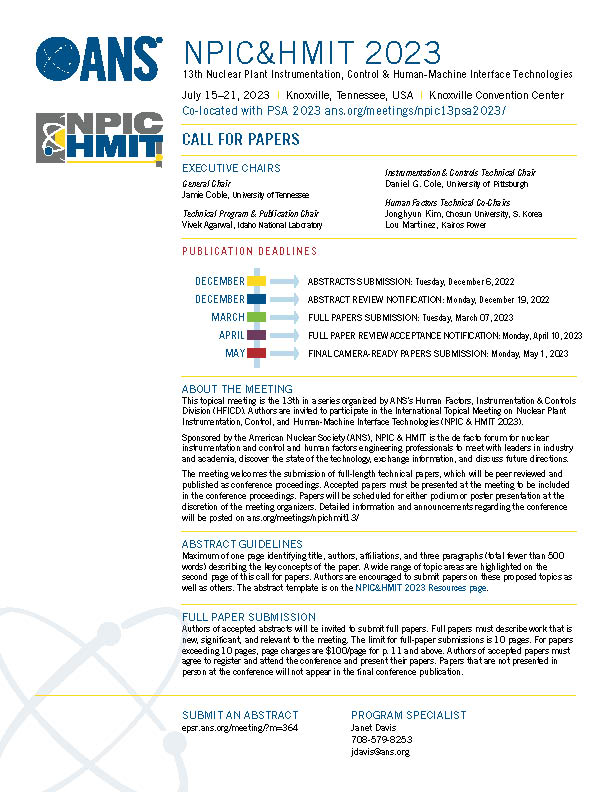 NPIC&HMIT 2023 and PSA 2023 Co-Located Meetings -- ANS / Meetings
